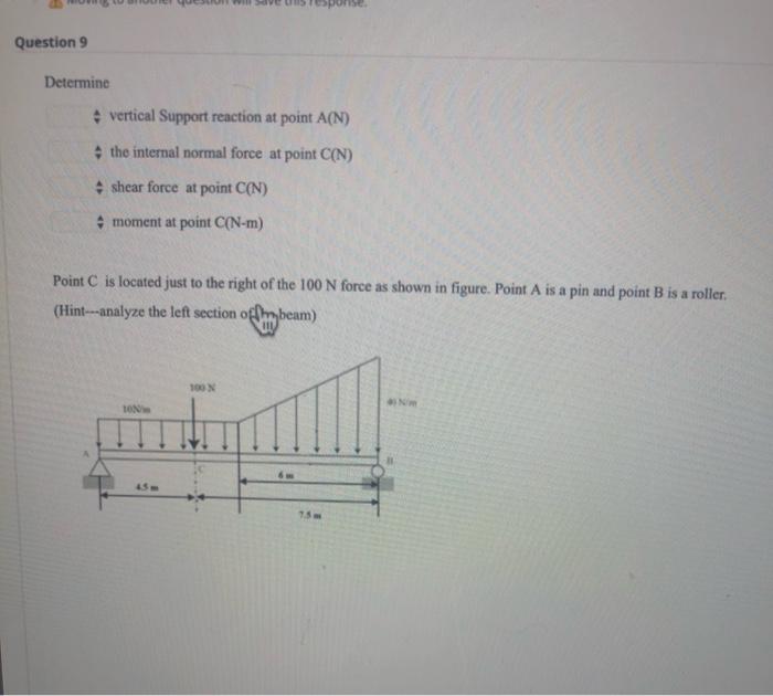 Solved Question 9 Determine vertical Support reaction at | Chegg.com