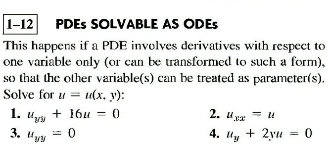 Solved 1 12 Pdes Solvable As Odes This Happens If A Pde
