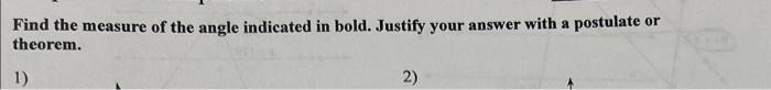 Solved 5 Find The Measure Of The Angle Indicated In Bold