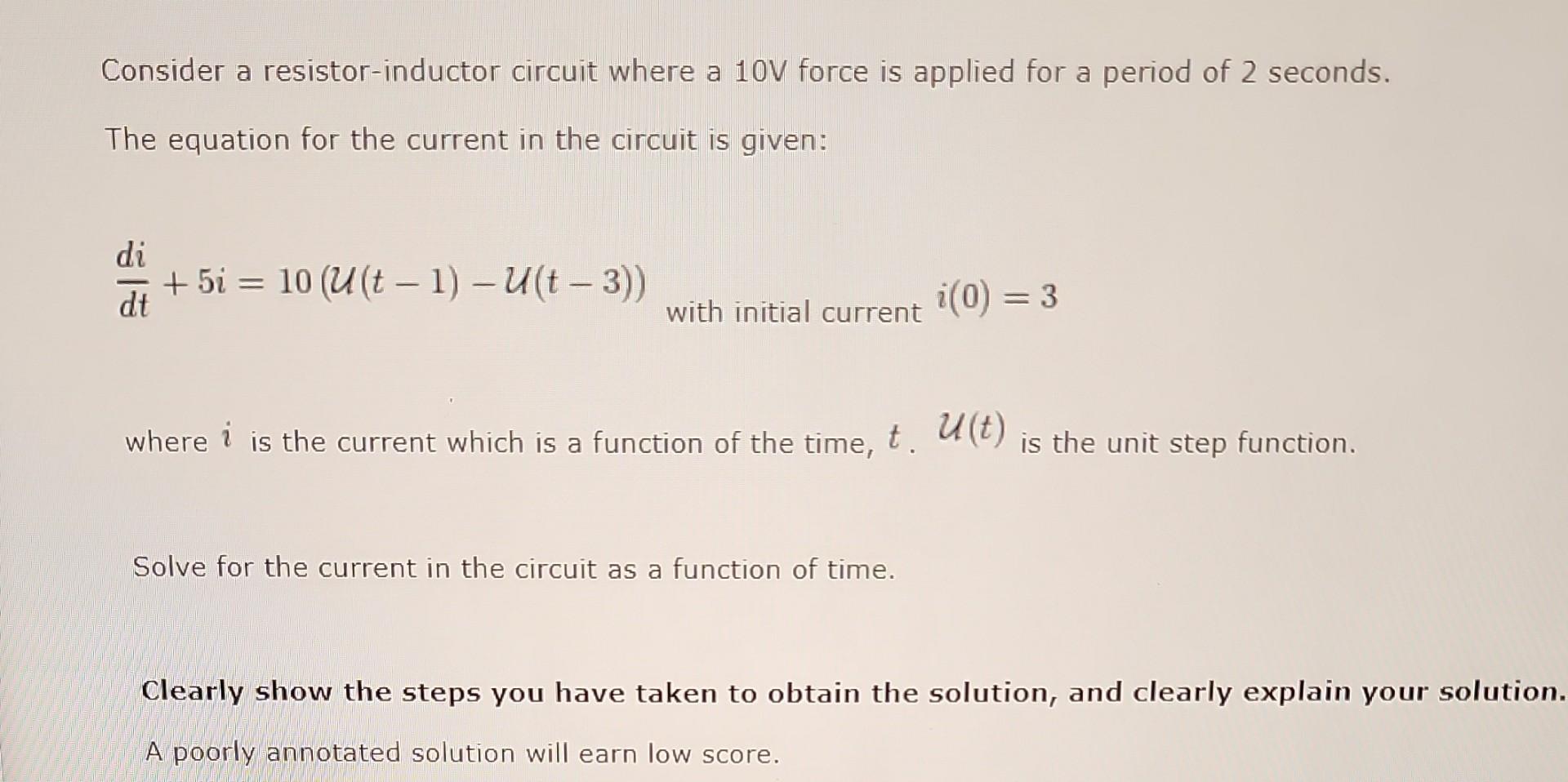 Solved Consider a resistor-inductor circuit where a 10 V | Chegg.com