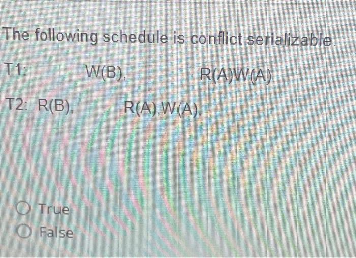 Solved The following schedule is conflict serializable. | Chegg.com