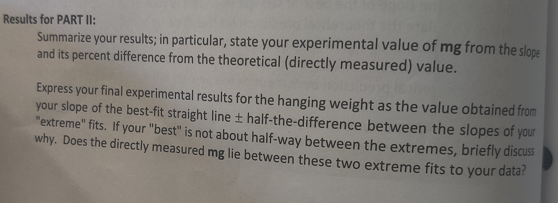 Solved Results for PART II:Summarize your results; in | Chegg.com