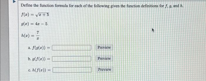 Solved Define the function formula for each of the following | Chegg.com
