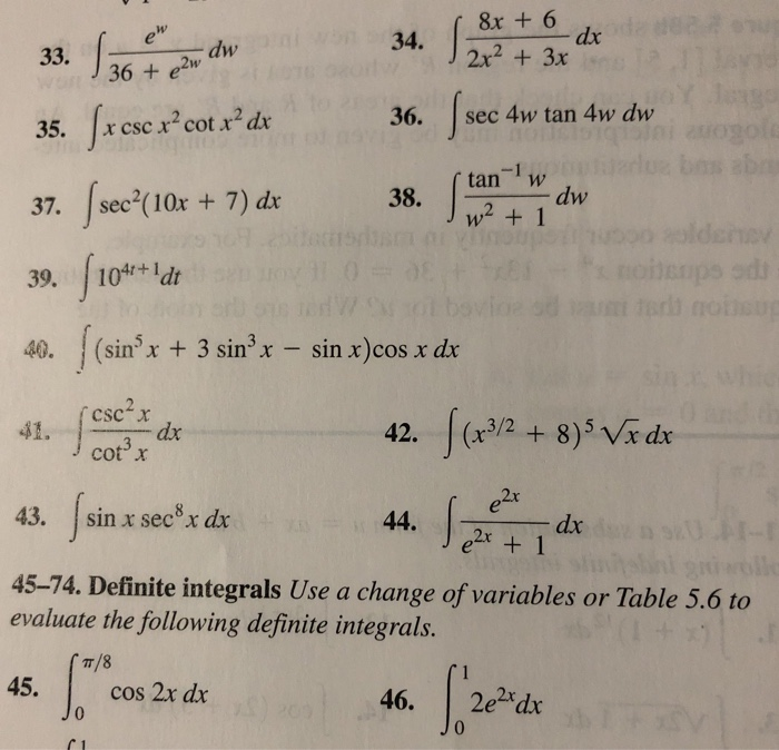 Solved 17-44. Indefinite integrals Use a change of variables | Chegg.com