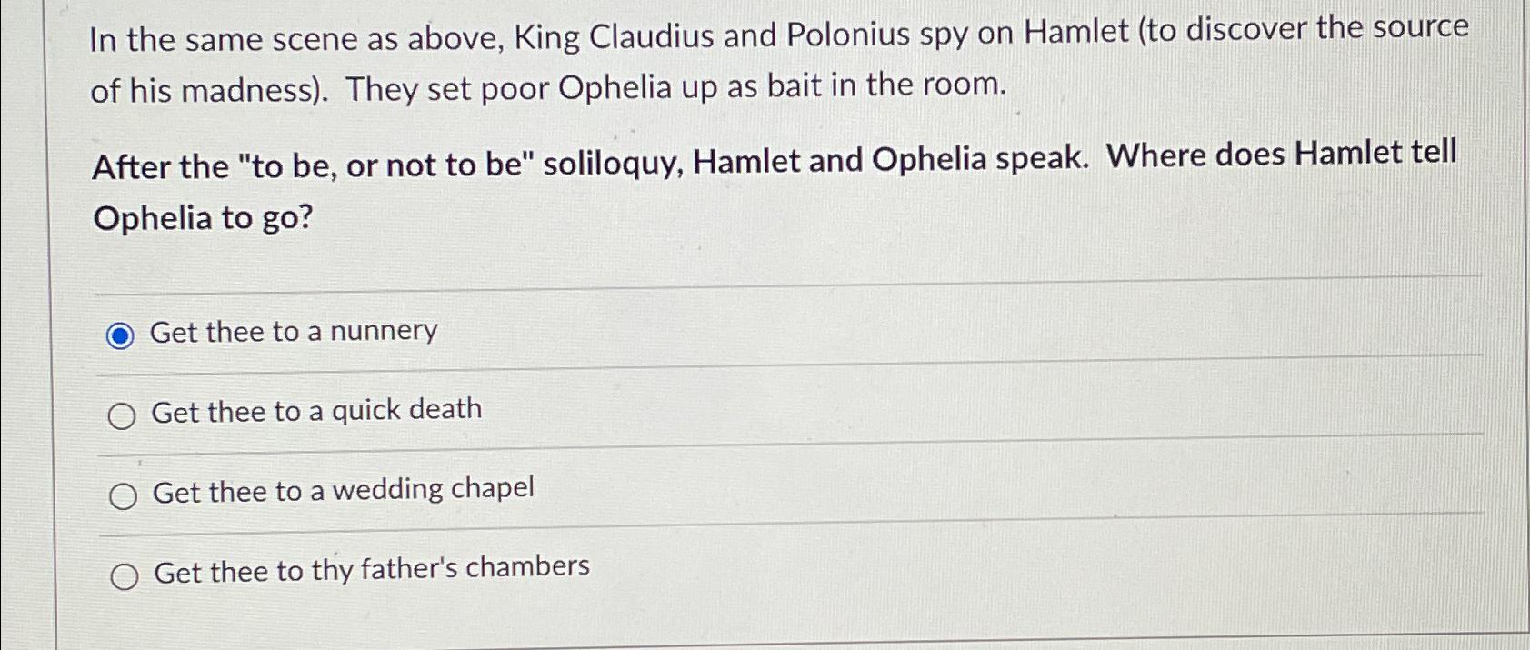 Solved In the same scene as above, King Claudius and | Chegg.com