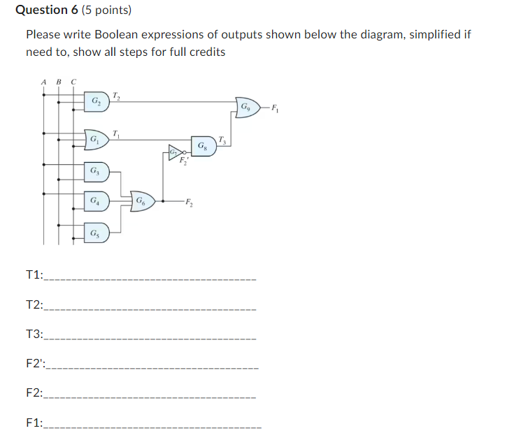 Solved Question 6 (5 ﻿points)Please write Boolean | Chegg.com