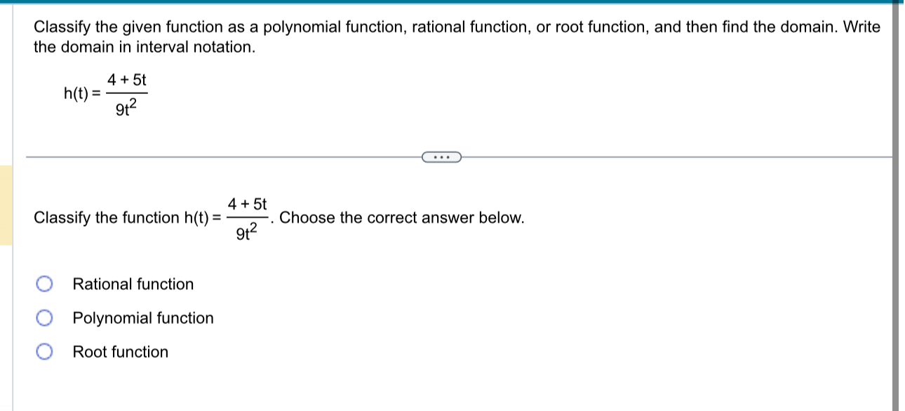 Solved Classify the given function as a polynomial function, | Chegg.com