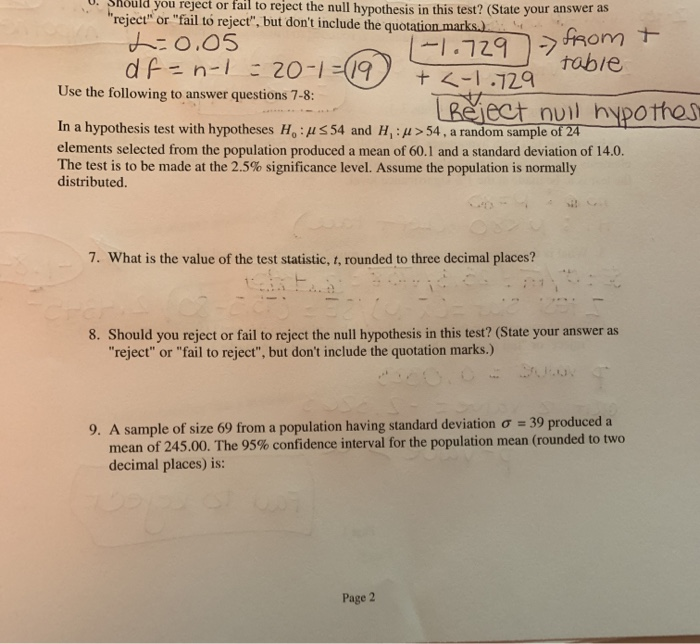 Solved U. Should you reject or fail to reject the null | Chegg.com