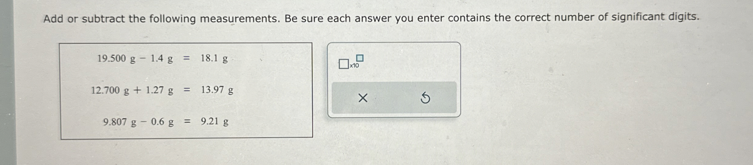 Solved Add or subtract the following measurements. Be sure | Chegg.com