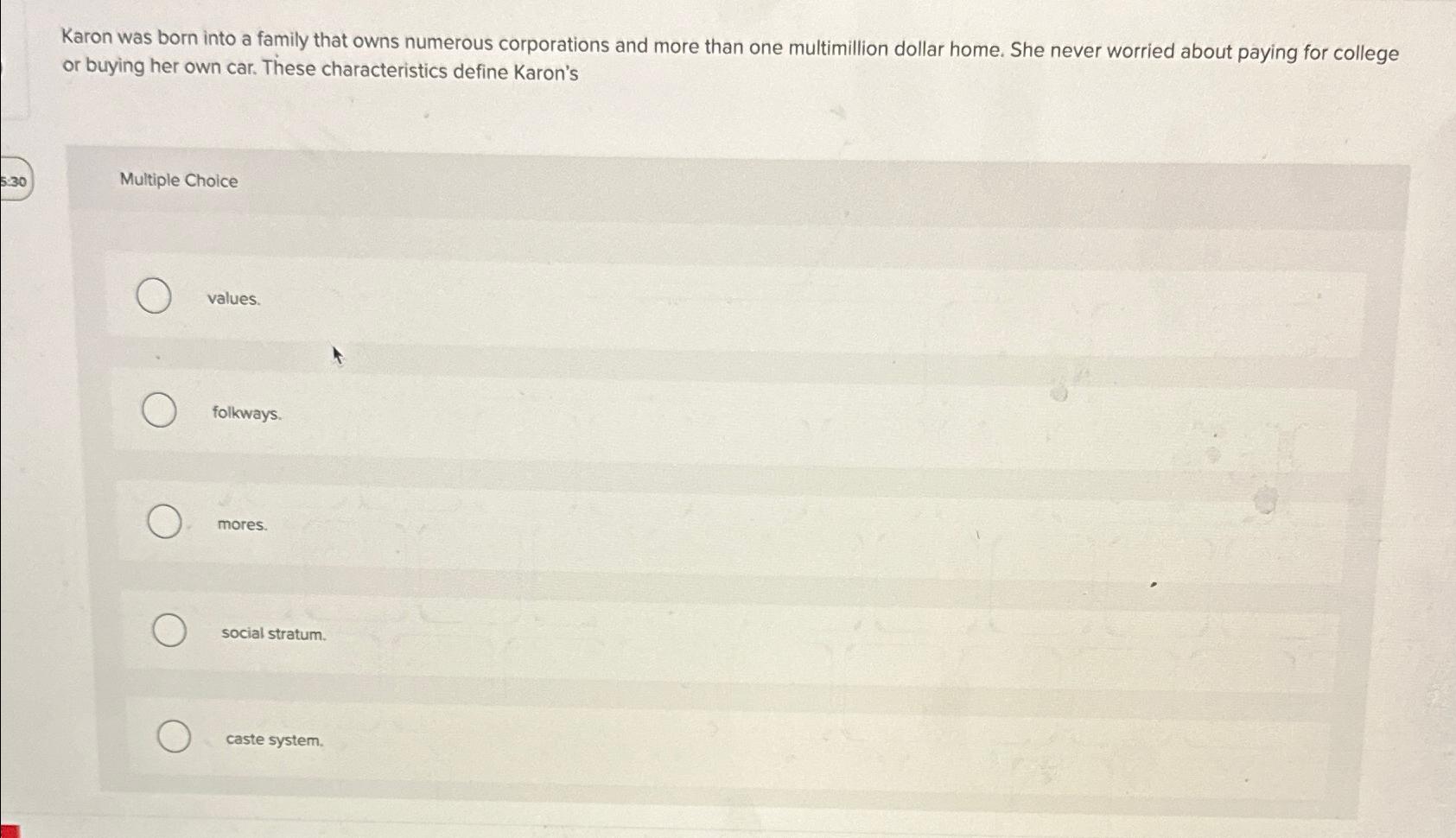 Solved Karon was born into a family that owns numerous | Chegg.com