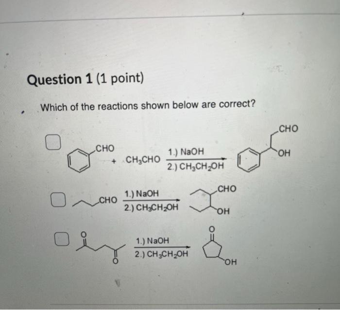 Solved Question 1 1 Point Which Of The Reactions Shown