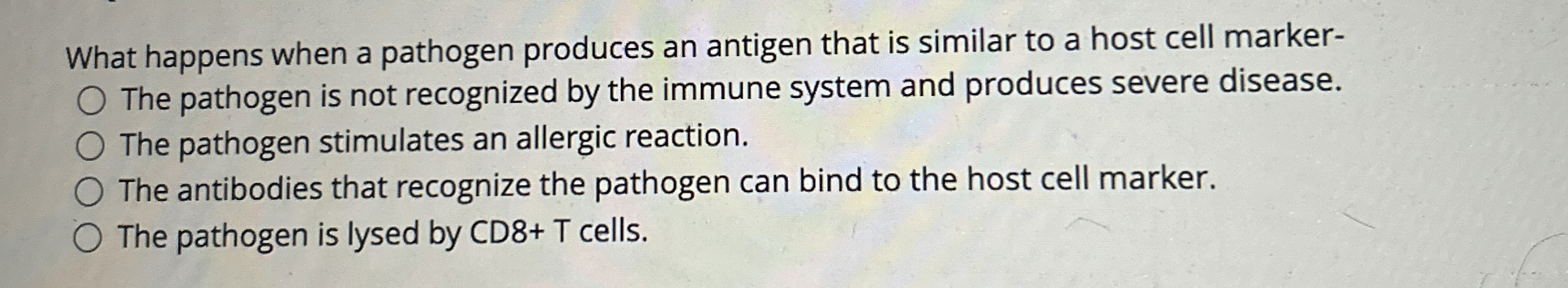 Solved What happens when a pathogen produces an antigen that | Chegg.com
