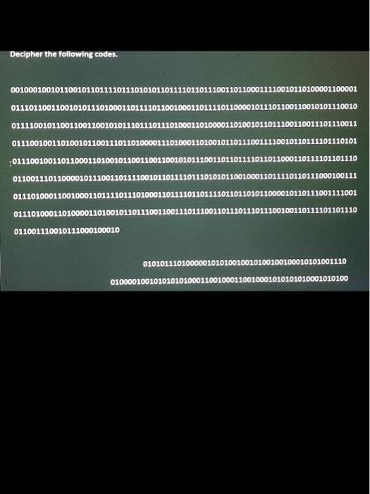 Solved Decipher the following codes. | Chegg.com