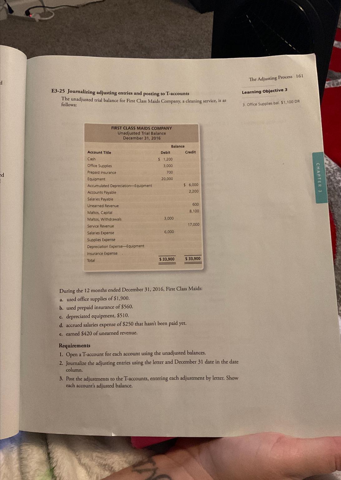 Solved The Adjusting Process 161E3-25 ﻿Journalizing | Chegg.com