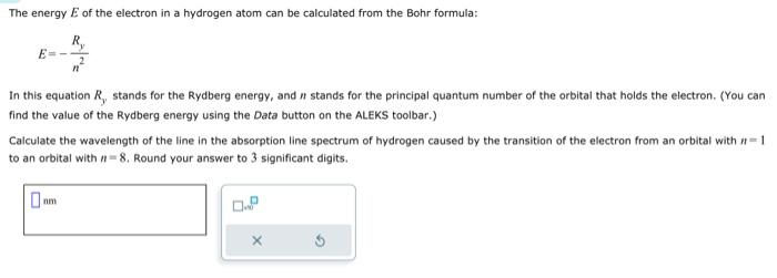 Solved The energy E of the electron in a hydrogen atom can | Chegg.com