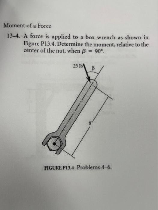 Solved Moment of a Force 13-4. A force is applied to a box | Chegg.com