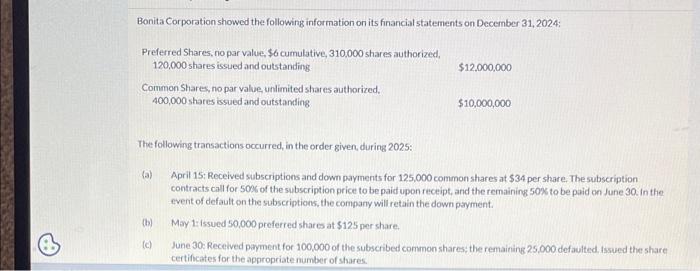 Solved The following transactions occurred, in the order | Chegg.com