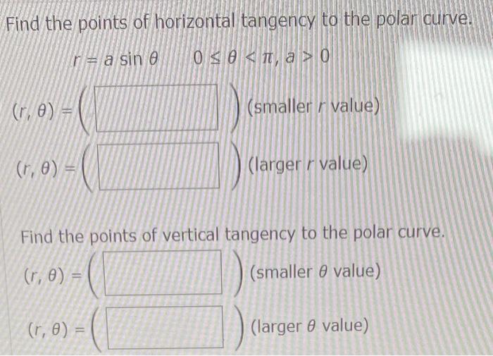 Solved Find the points of horizontal tangency to the polar | Chegg.com