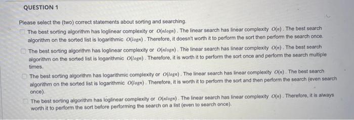 Solved Please select the (two) correct statements about | Chegg.com