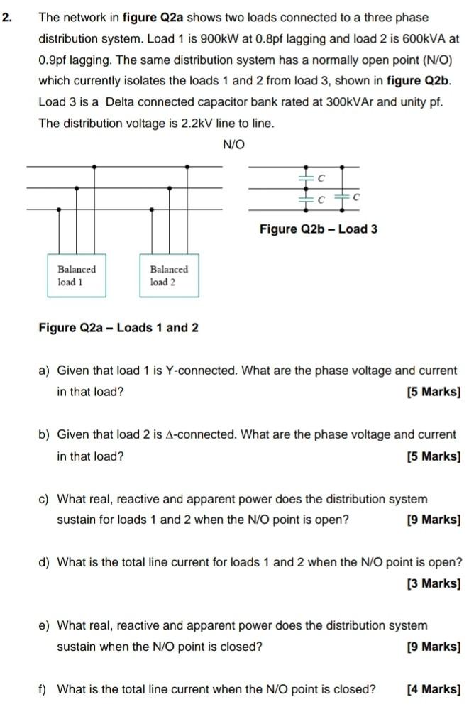 Solved 2. The network in figure Q2a shows two loads | Chegg.com