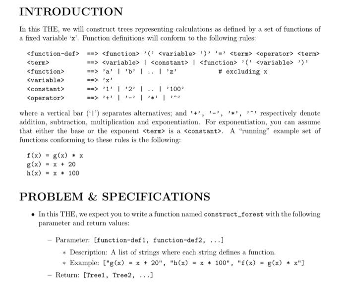 Solved INTRODUCTION In this THE, we will construct trees | Chegg.com