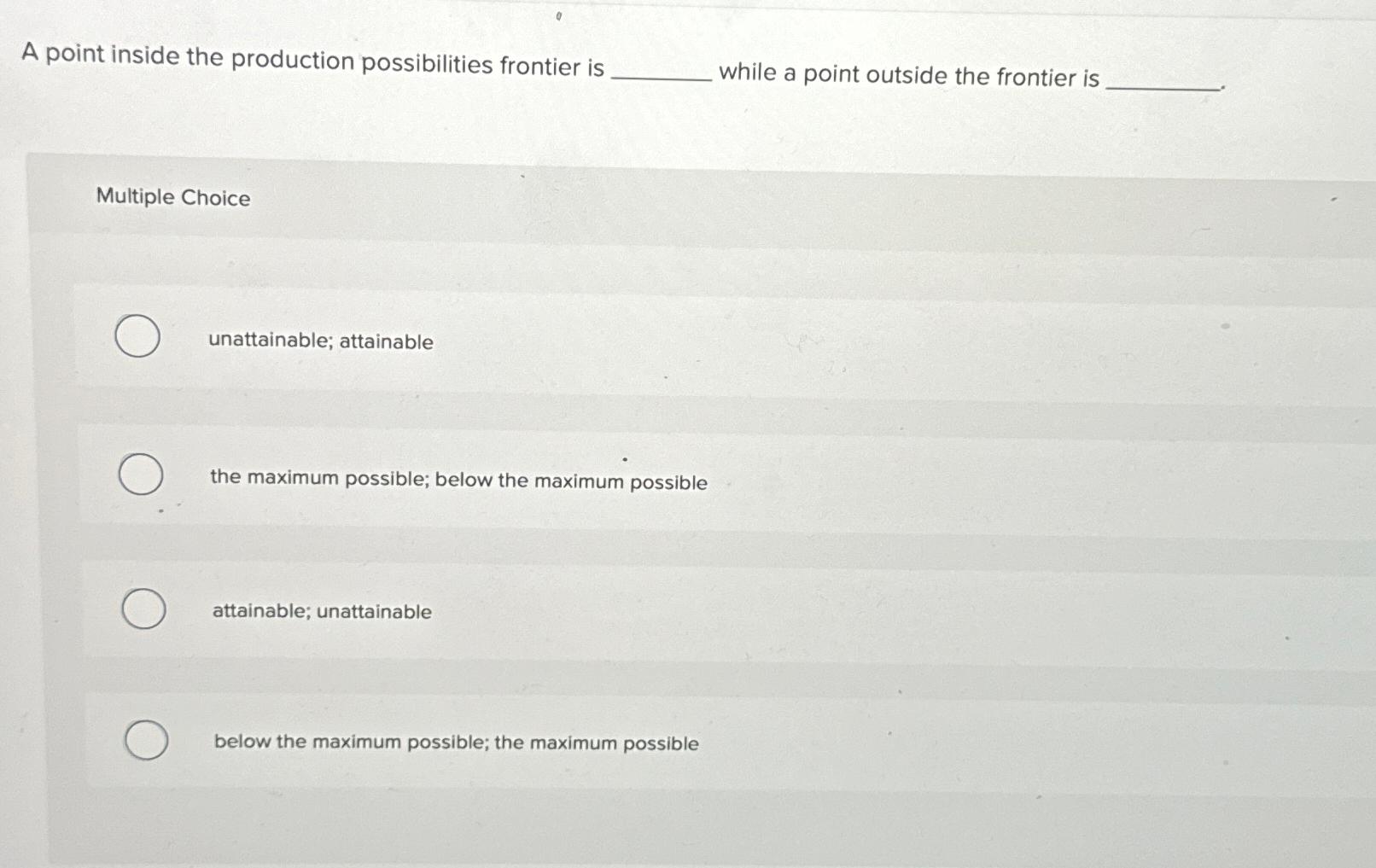 Solved A point inside the production possibilities frontier | Chegg.com