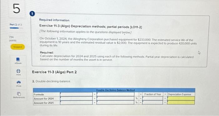Solved Required informetion Exercise 11-3 (Algo) | Chegg.com