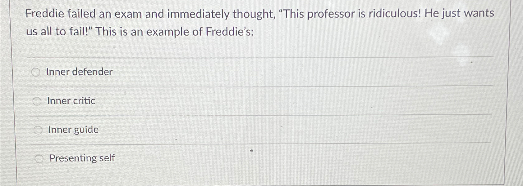 Solved Freddie failed an exam and immediately thought, "This | Chegg.com