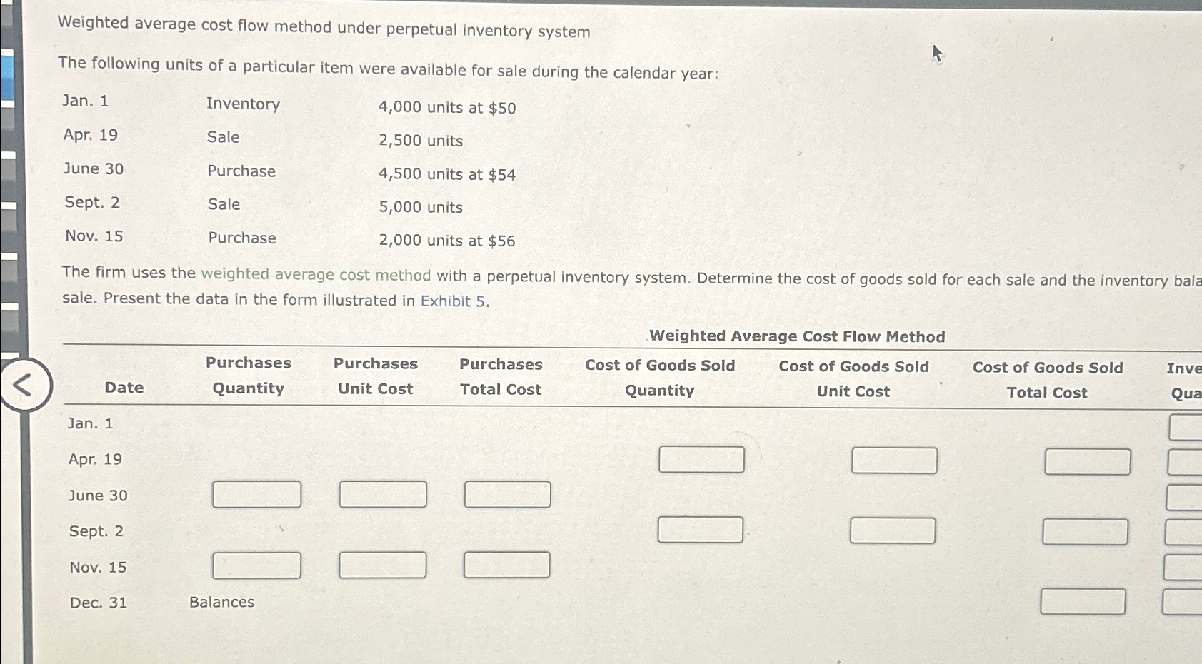 Solved Weighted average cost flow method under perpetual | Chegg.com