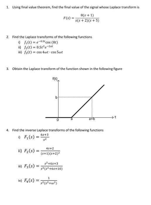 Solved Using final value theorem, find the final value of | Chegg.com