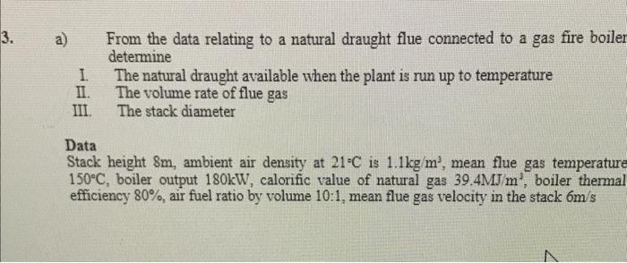 Solved a) From the data relating to a natural draught flue | Chegg.com