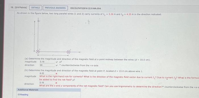 Solved Shown in the figure below, two fong paraliel wires (1 | Chegg.com