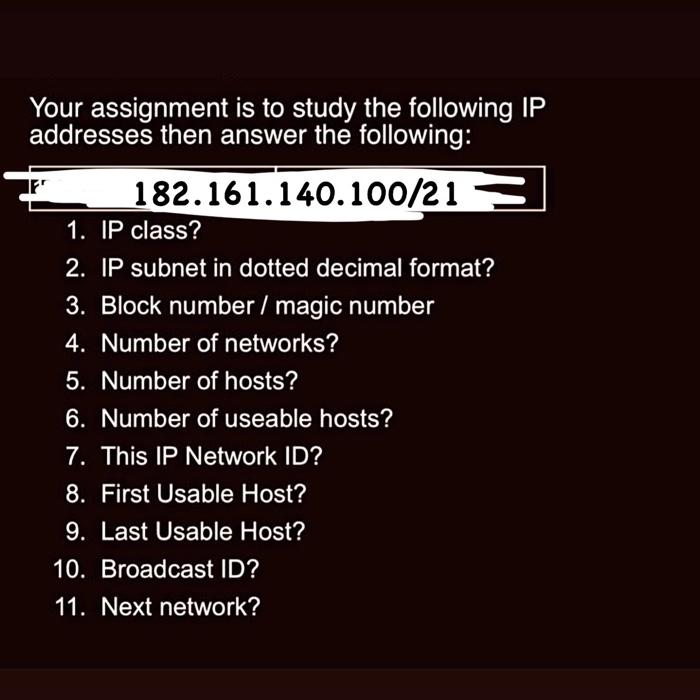 Solved 9. Last Usable Host? 10. Broadcast ID? | Chegg.com