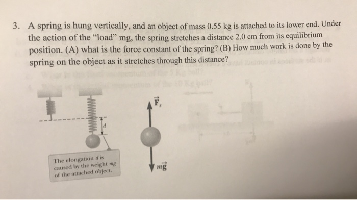 Solved 3. A spring is hung vertically, and an object of mass | Chegg.com