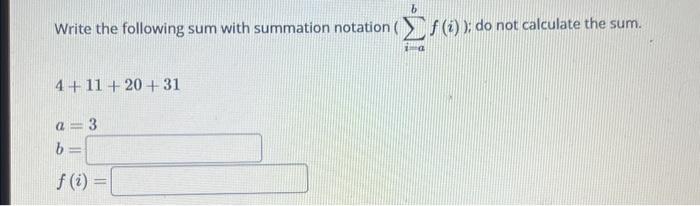 Solved Write the following sum with summation notation | Chegg.com