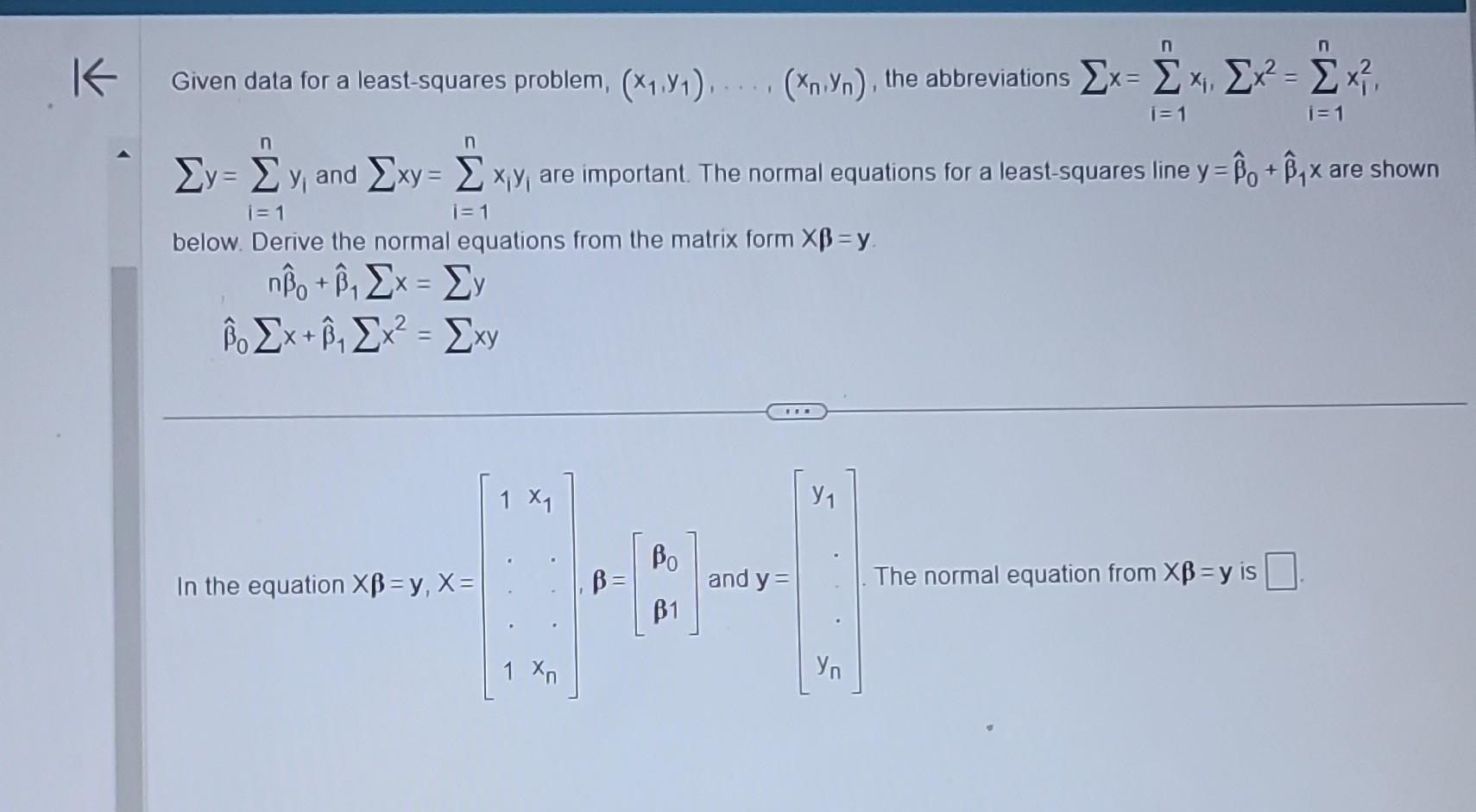 Solved Given data for a least-squares problem, | Chegg.com
