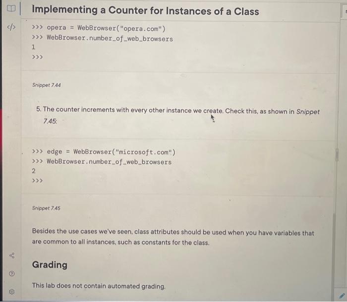 Solved Implementing a Counter for Instances of a Class Aim | Chegg.com