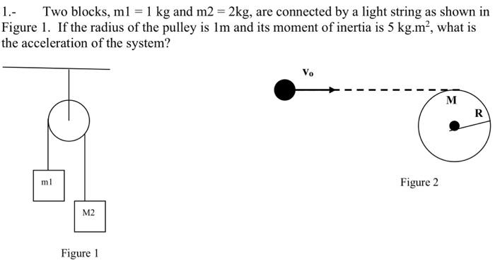 Solved 1.- Two blocks, m1 = 1 kg and m2 = 2kg, are connected | Chegg.com
