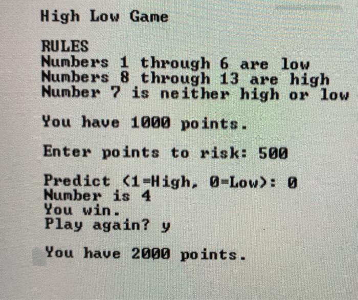 Solved PLEASE HELP (JAVA) HILO PART 1 Create a HiLo game | Chegg.com