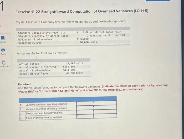 Solved Exercise 11-22 Straightforward Computation of | Chegg.com