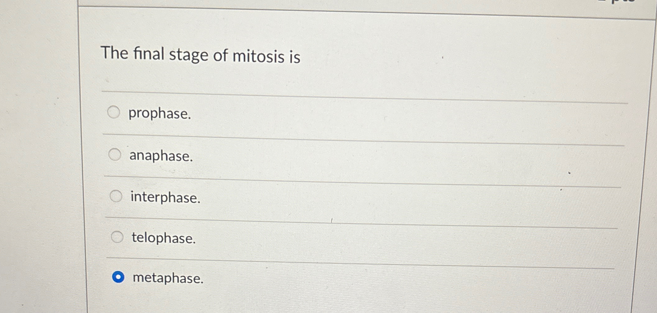 Solved The final stage of mitosis | Chegg.com