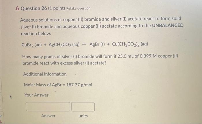 Solved Aqueous solutions of copper (II) bromide and silver | Chegg.com