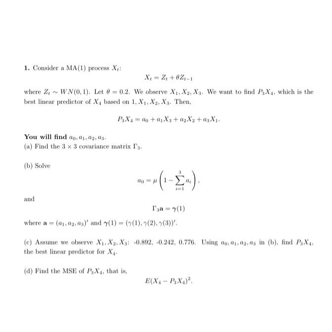 Solved Consider a MA(1) ﻿process xt ﻿:xt=Zt+θZt-1where | Chegg.com