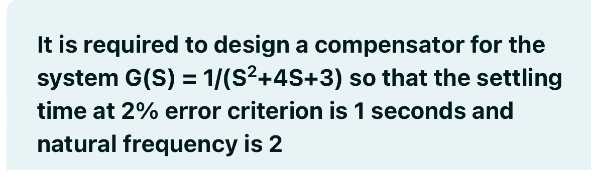 Solved It is required to design a compensator for the system | Chegg.com