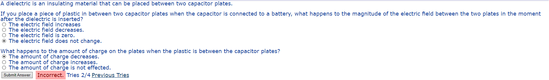 Solved A dielectric is an insulating material that can be | Chegg.com