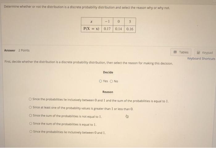 Solved Determine whether or not the distribution is a | Chegg.com