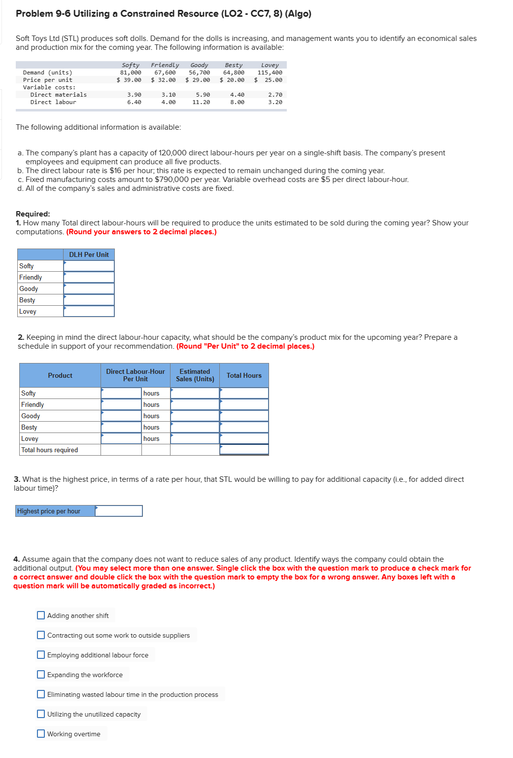 Solved Problem 9-6 ﻿Utilizing a Constrained Resource (LO2 - | Chegg.com