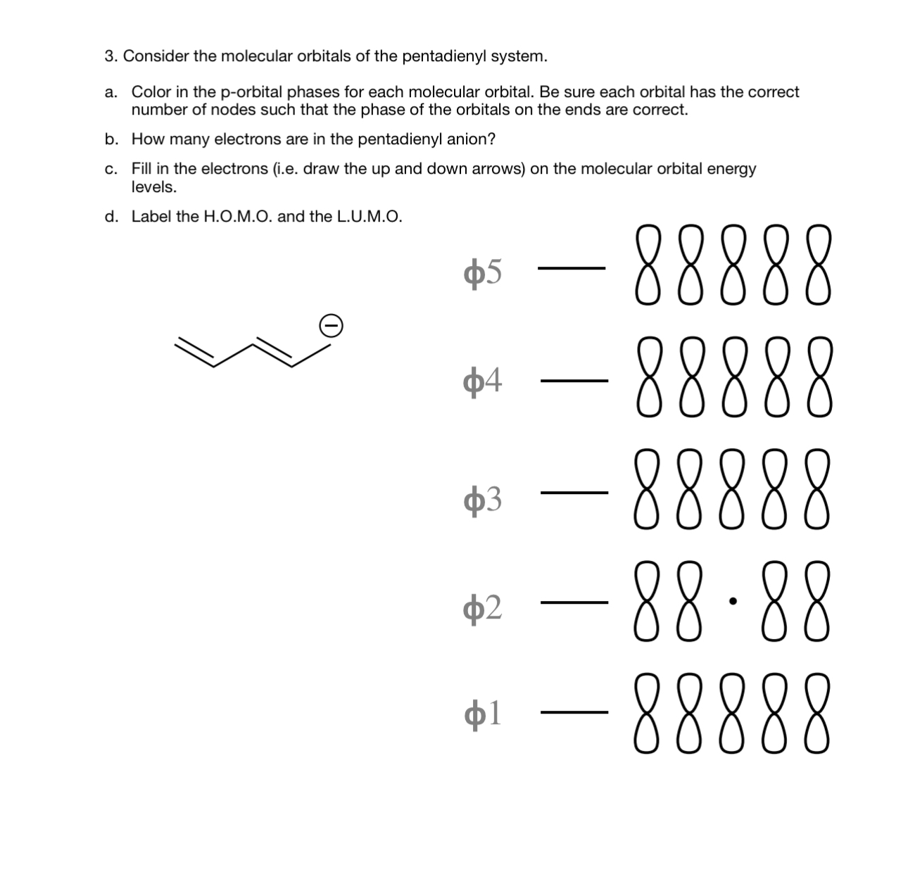 Consider the molecular orbitals of the pentadienyl | Chegg.com