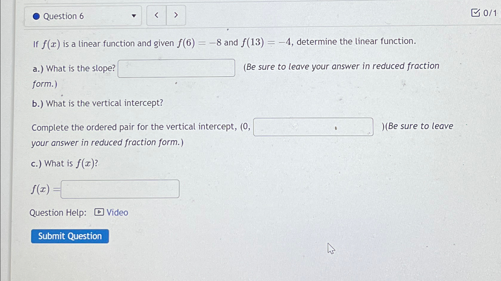Solved Question 6if F X ﻿is A Linear Function And Given