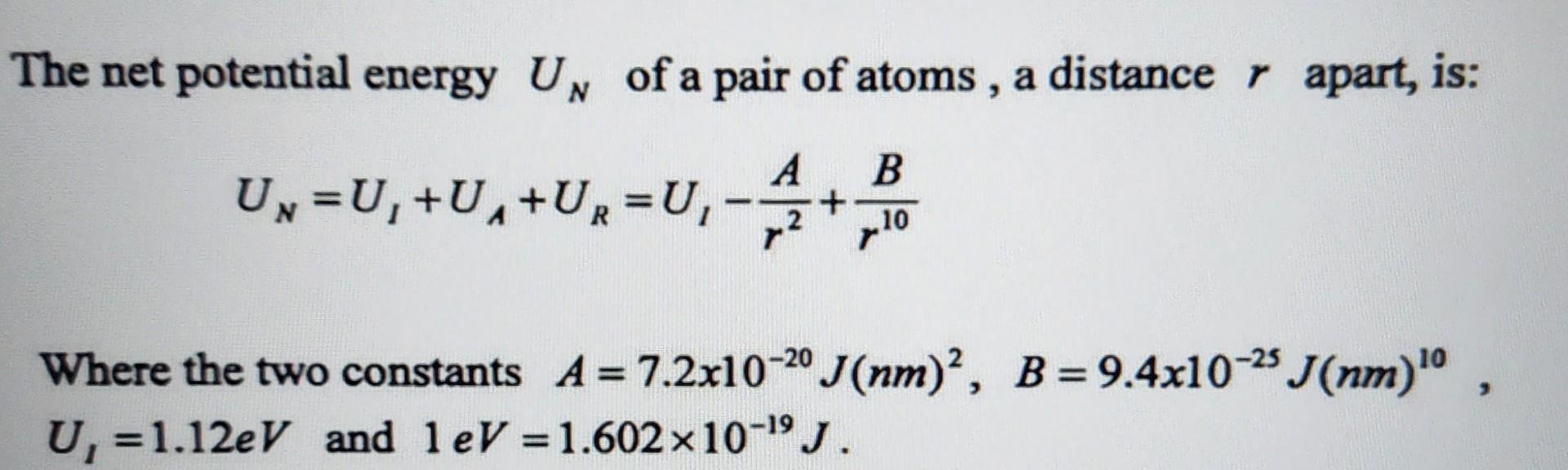 Solved Please plot the attractive, repulsive and net force | Chegg.com
